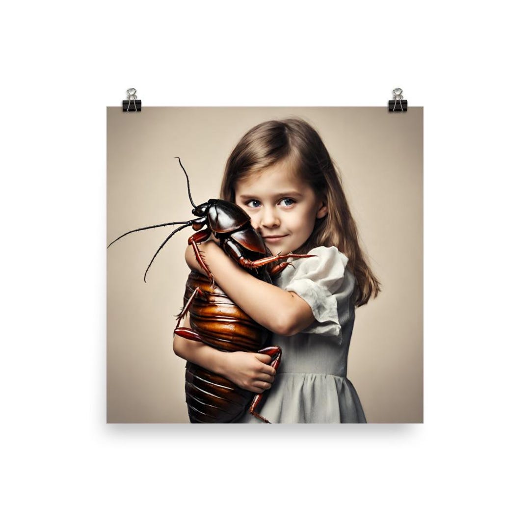 Little Girl Hugging a Cockroach Weird and Funny Poster - Etsy