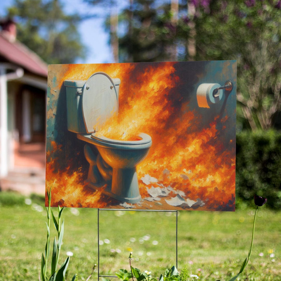 Toilet on Fire Funny Yard Sign - Etsy
