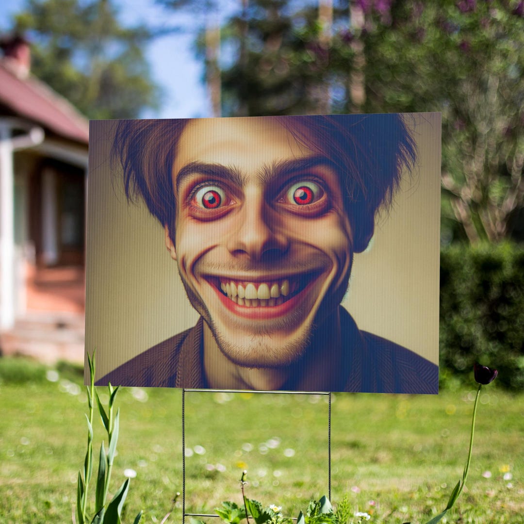 Scary Man With Evil Eyes | Weird and Creepy Yard Sign - Etsy