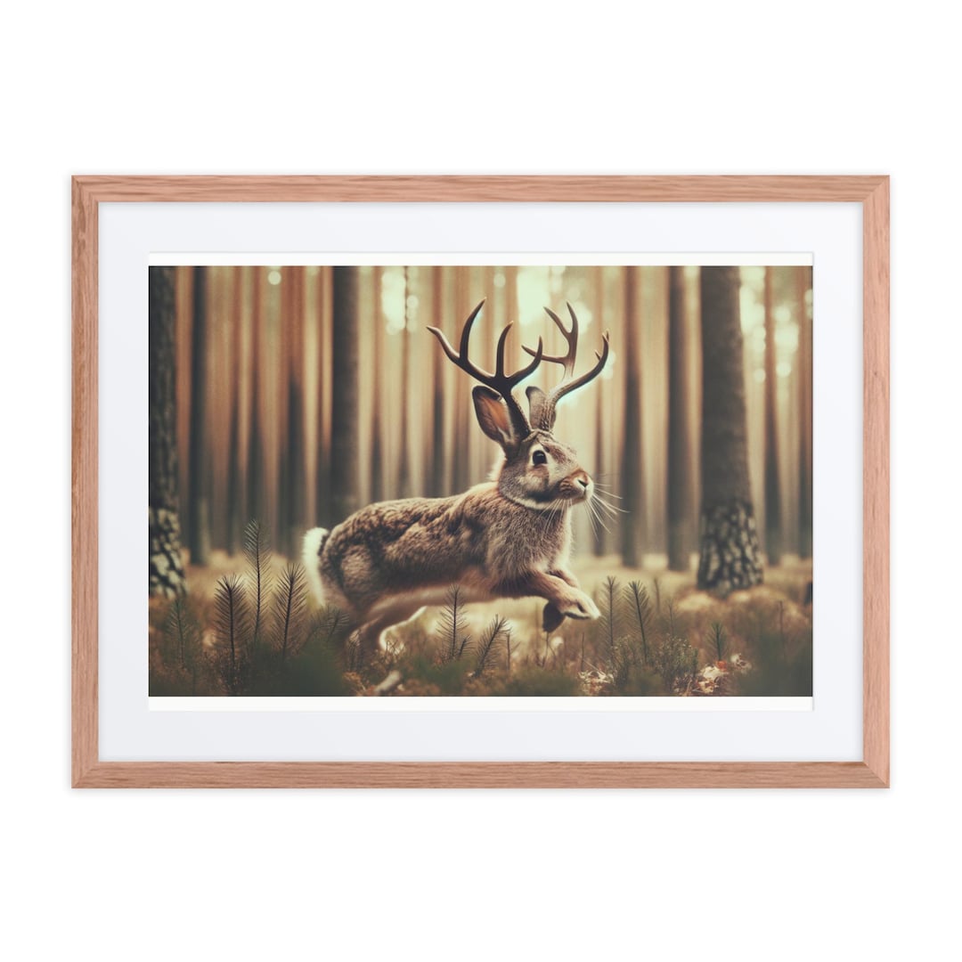 Jackalope Hopping Through the Woods | Great Outdoors Framed Poster - Etsy