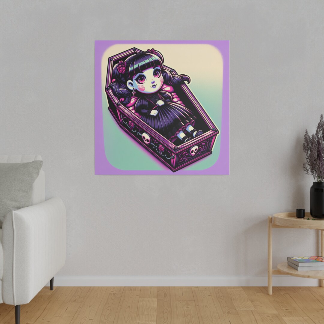 Goth Ghost Girl Resting in Her Casket | Pastel Goth Matte Canvas ...