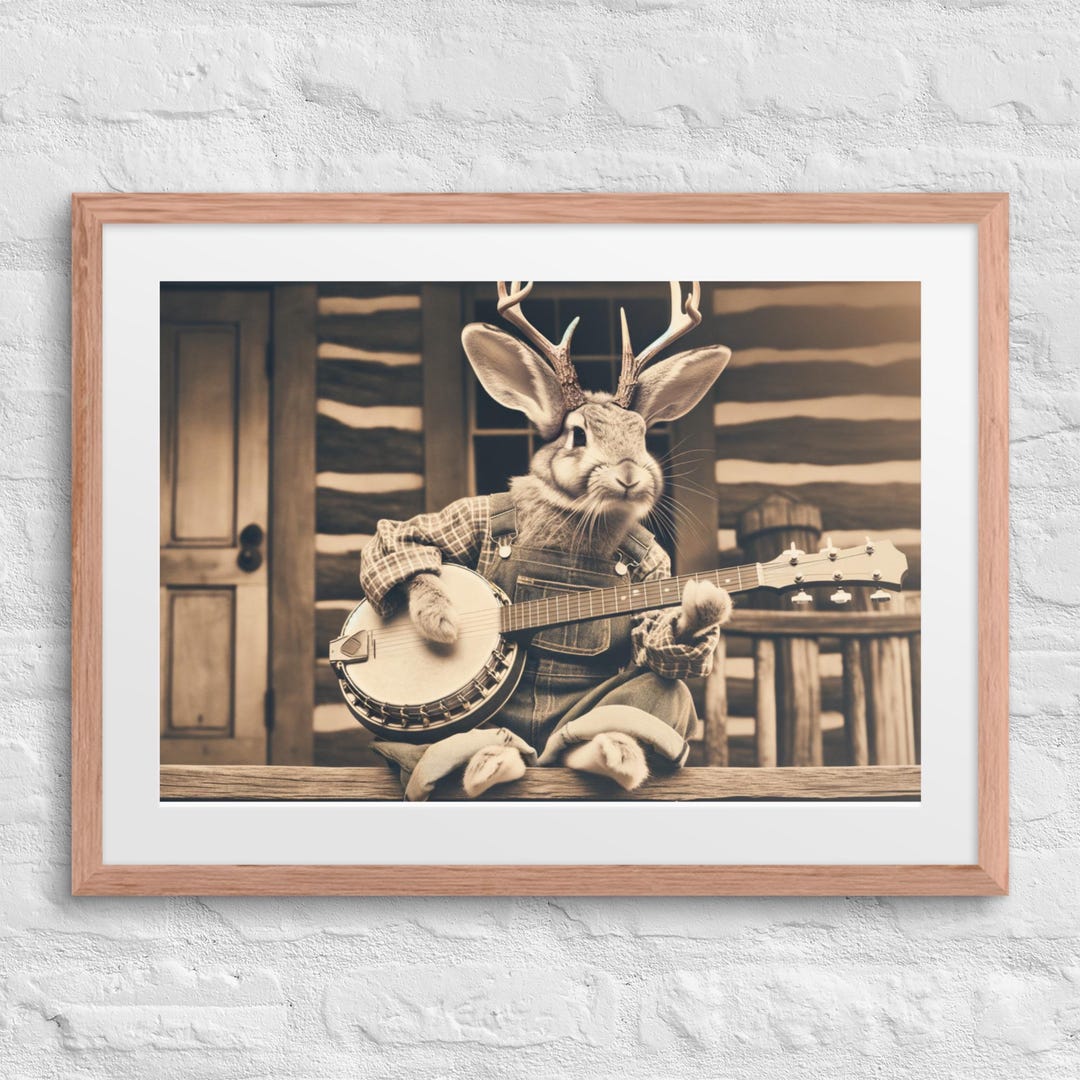 Jackalope Playing a Banjo | Great Outdoors Framed Poster - Etsy