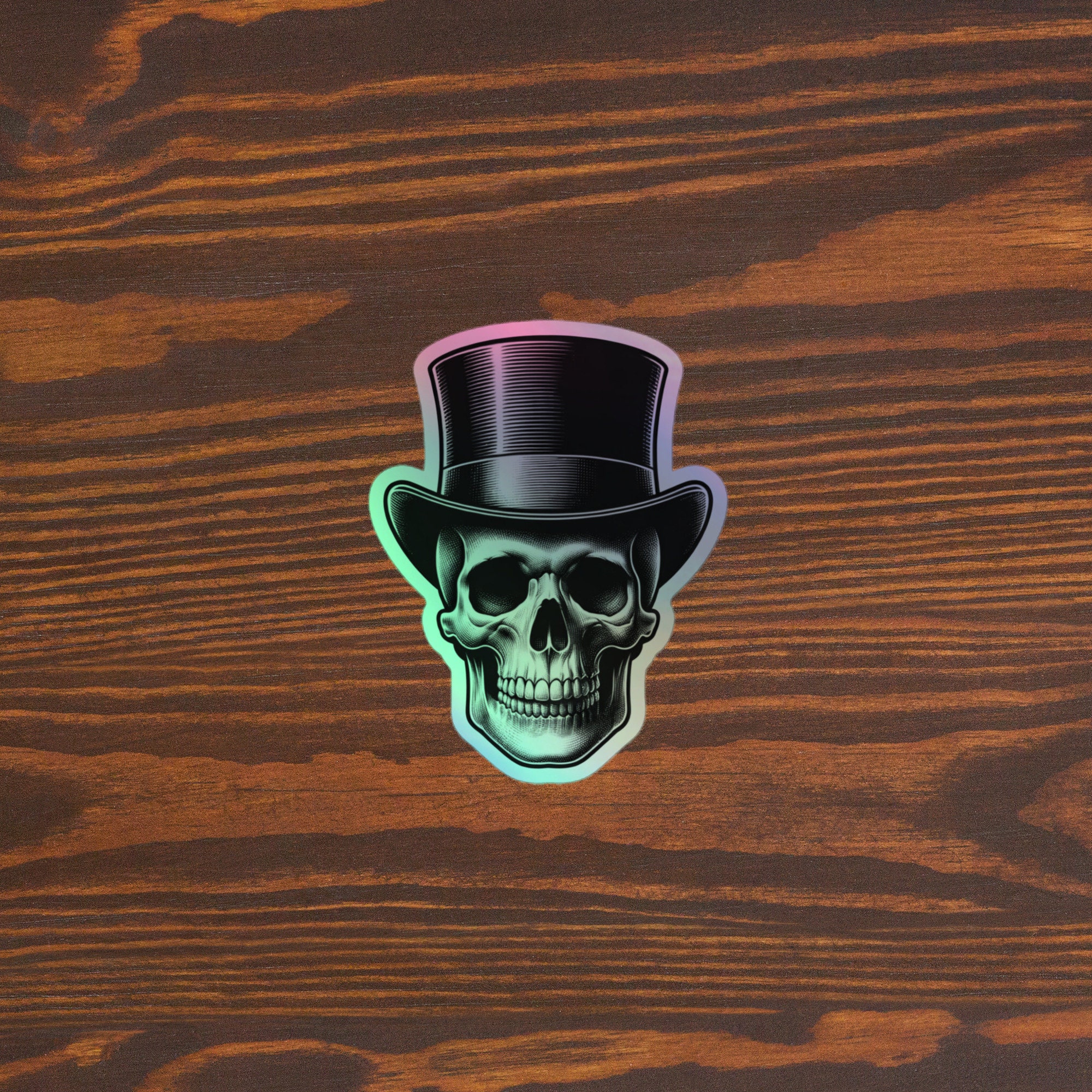 Skull and Top Hat Goth Holographic Stickers - Etsy