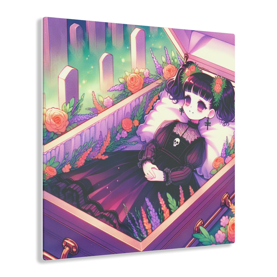 Goth Ghost Girl Resting in Her Casket Anime Goth Style Acrylic Prints ...