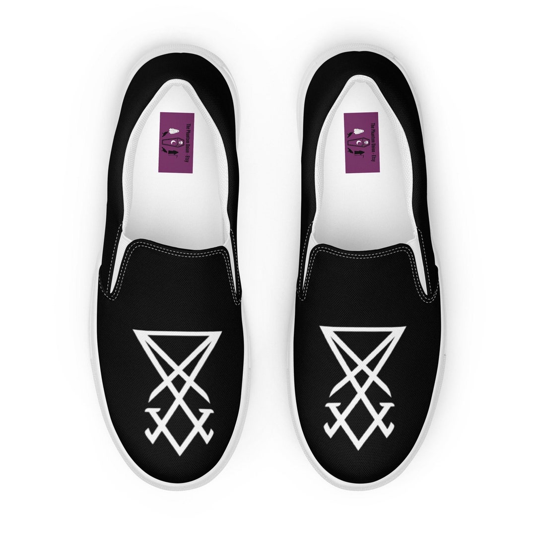 Sigil of Lucifer Occult Themed Goth Mens Slip-on Canvas Shoes - Etsy