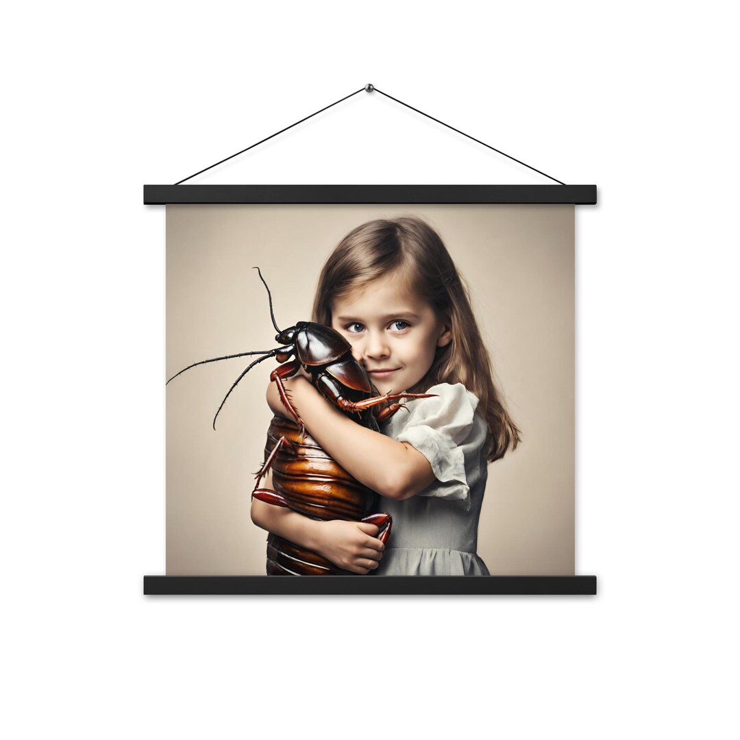 Little Girl Hugging a Cockroach Weird and Funny Poster With Hangers - Etsy