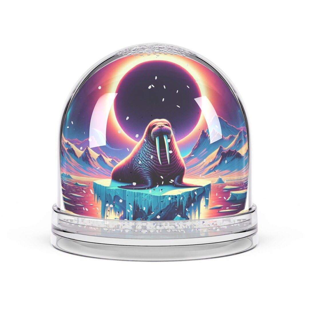 Walrus on A Iceberg During a Solar Eclipse Snow Globe | Arctic Night ...