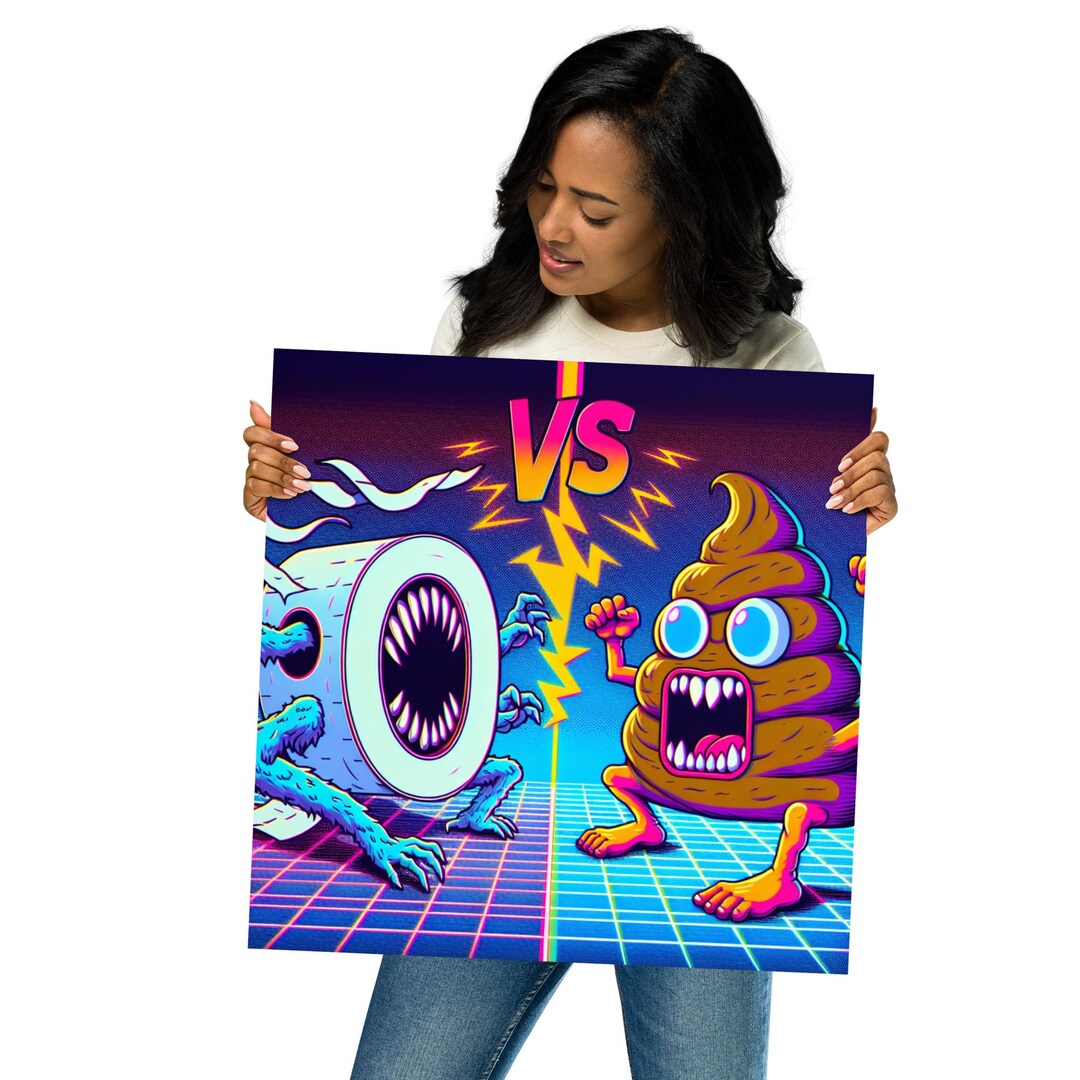 Toilet Paper Monster Vs. the Poop Monster | Funny Bathroom Poster - Etsy