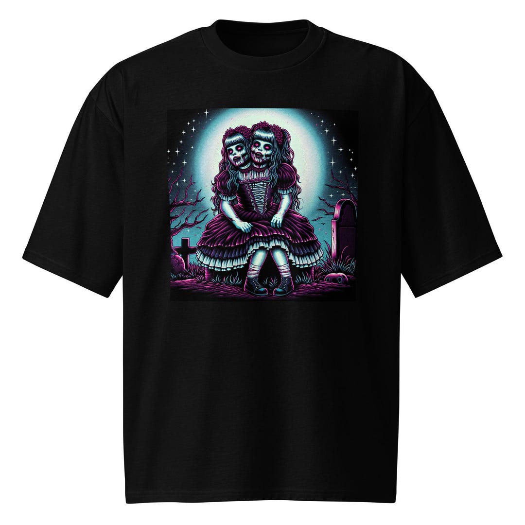 Two Headed Zombie Girl | Goth Horror Oversized Heavyweight T-shirt - Etsy