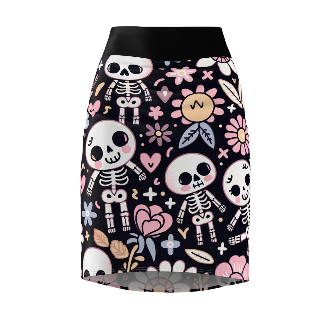 Cute Skeletons and Flowers | Pastel Goth Women's Pencil Skirt (AOP) - Etsy