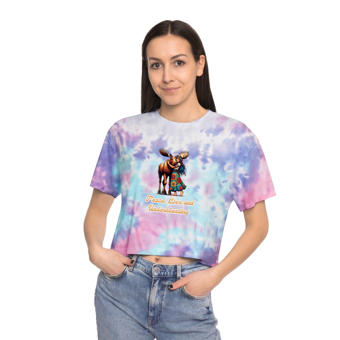 Hippie Girl Hugging A Moose Peace, Love and Understanding Women's Tie ...