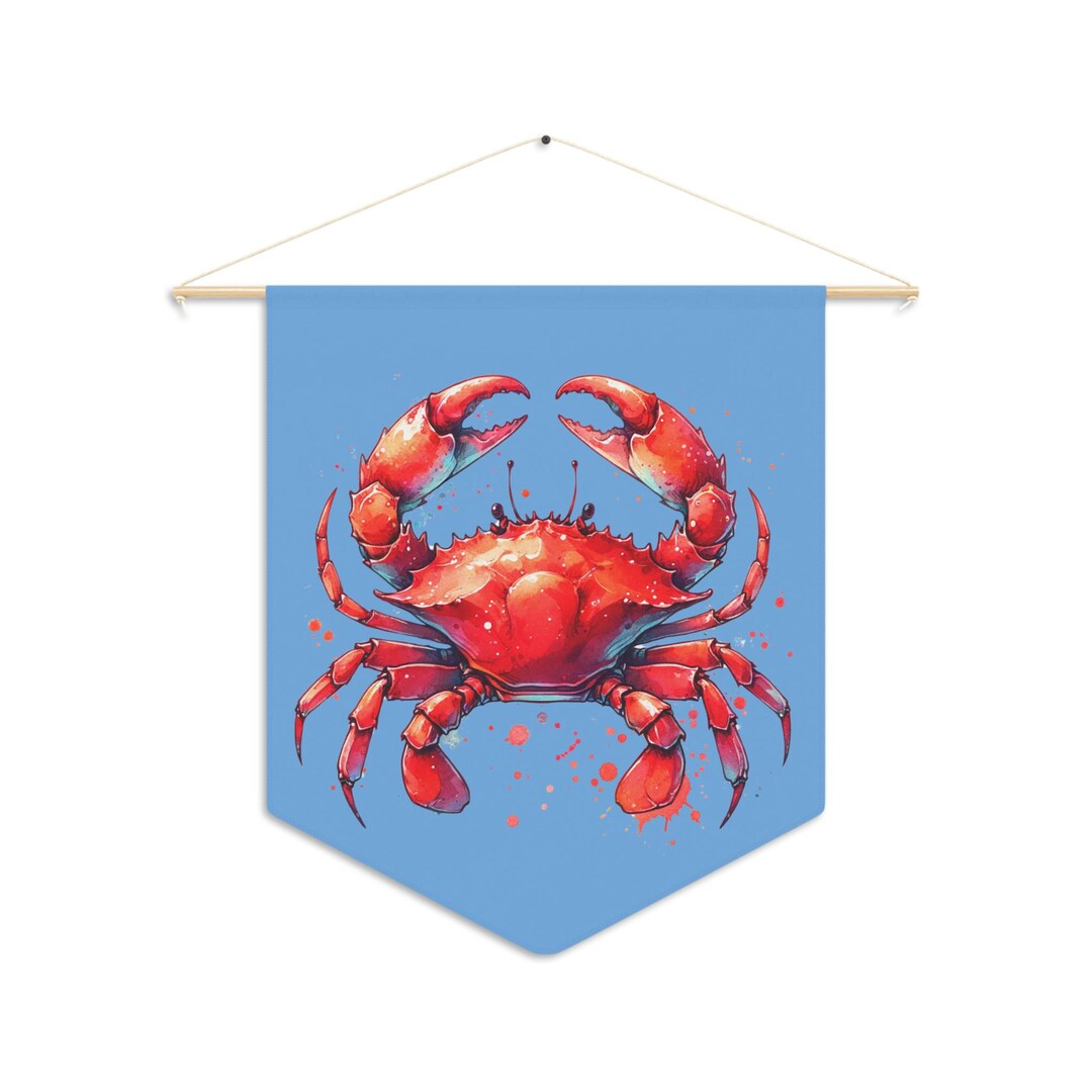 Crab Art Pennant Banner | Coastal Decor for Beach Lovers | Nautical ...
