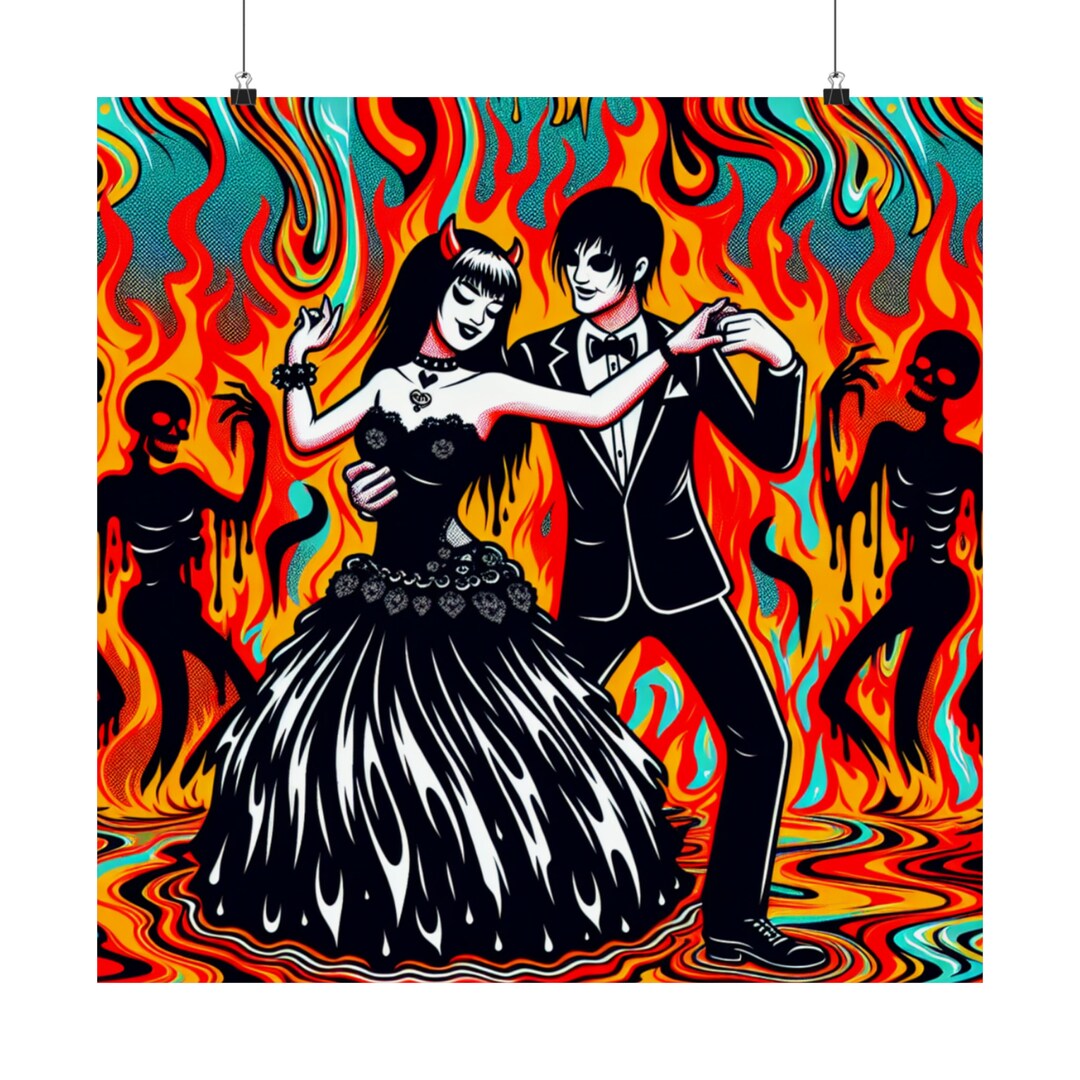 Prom in Hell | Goth Girl and Boy at the Hells Dance Matte Vertical ...