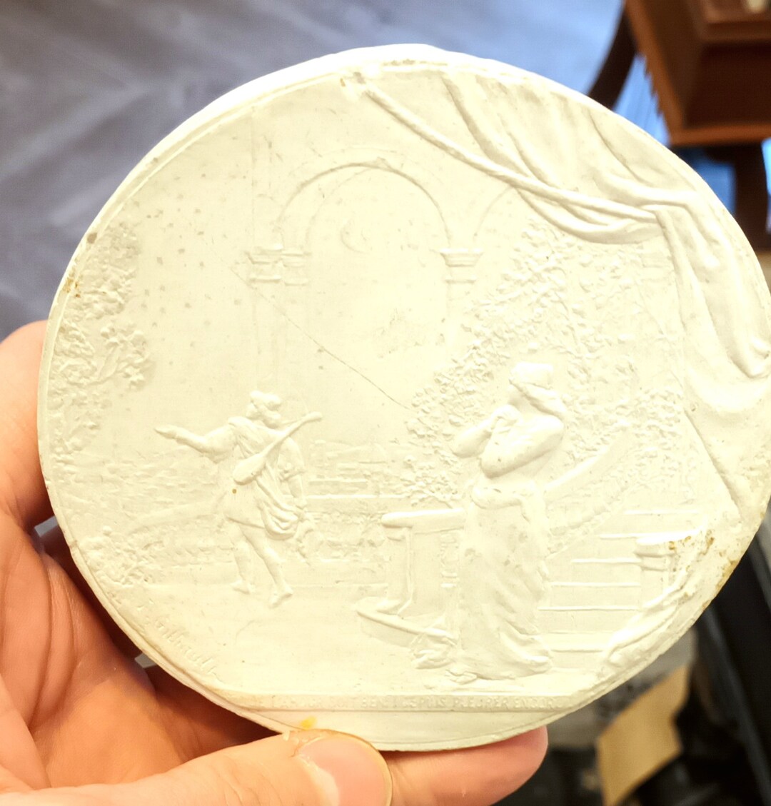Plaster Medallion Early 20th Century by F. Gilbault Neo-gothic Gallant ...