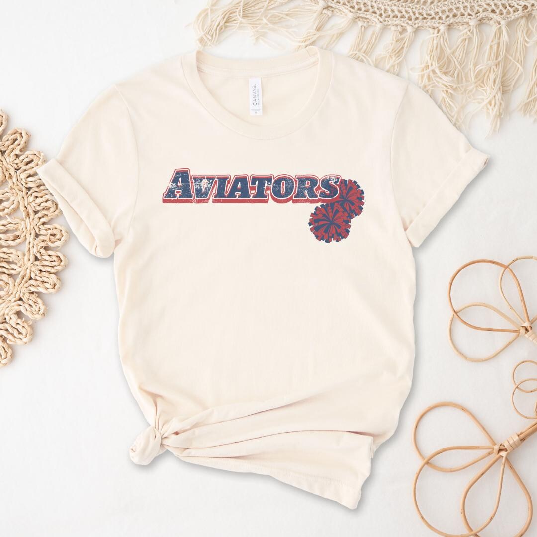Aviators Graphic T-shirt | Floral Pattern Team Logo, Cheer Pom Accent ...
