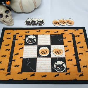 Tic-tac-toe Kids Quilted Halloween Placemat. Fun Interactive Placemat ...