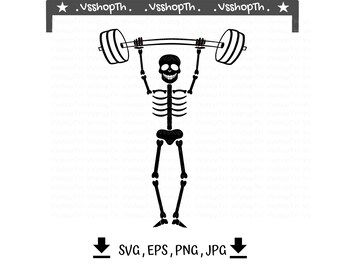 Skeleton Lifting Weights Svg - Etsy