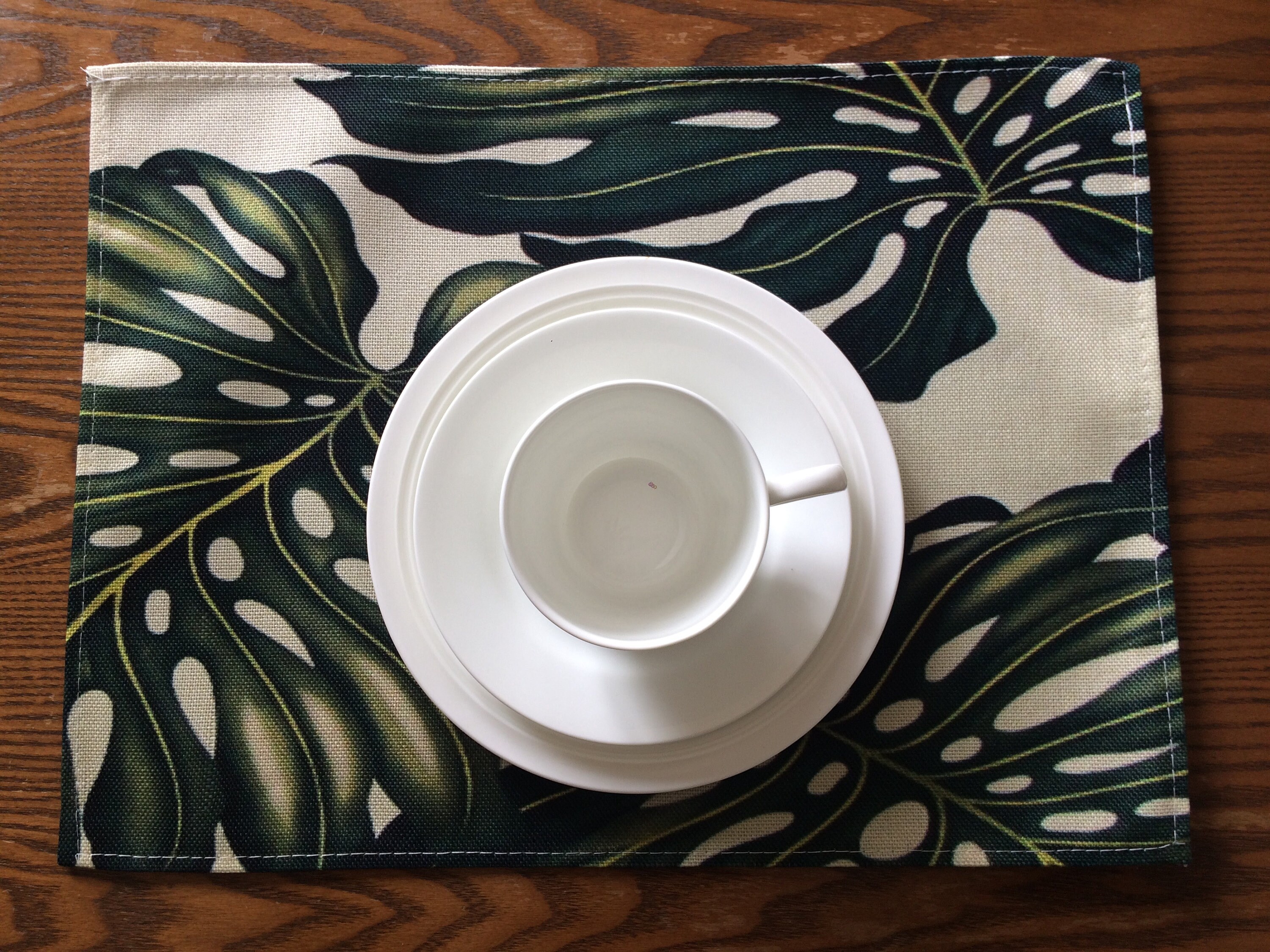 Monstera Leaves ,tropical Leaves, Woven Linen/cotton Rainforest ...