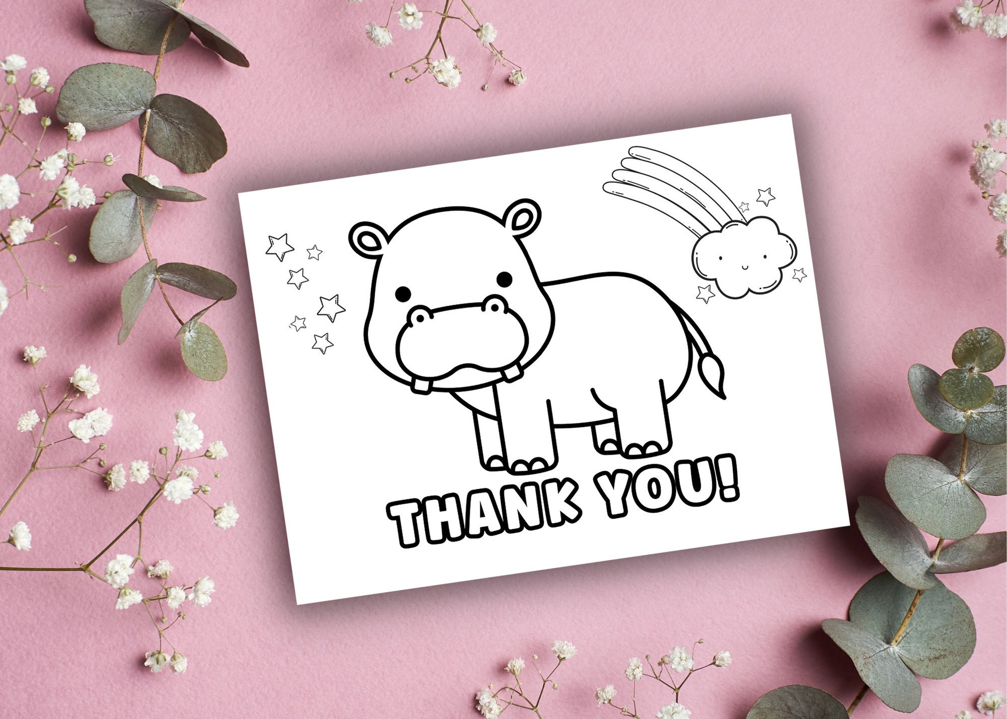 PRINTABLE Thank You Coloring Card Bundle, Kid's Thank You Notes ...
