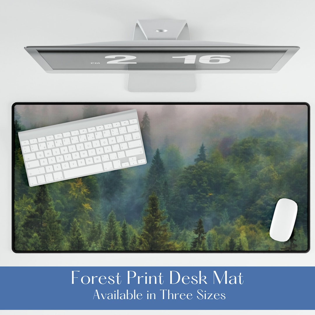 Forest Print Desk Mat, Forest Desk Mat, Nature Desk Mat, Office Desk ...
