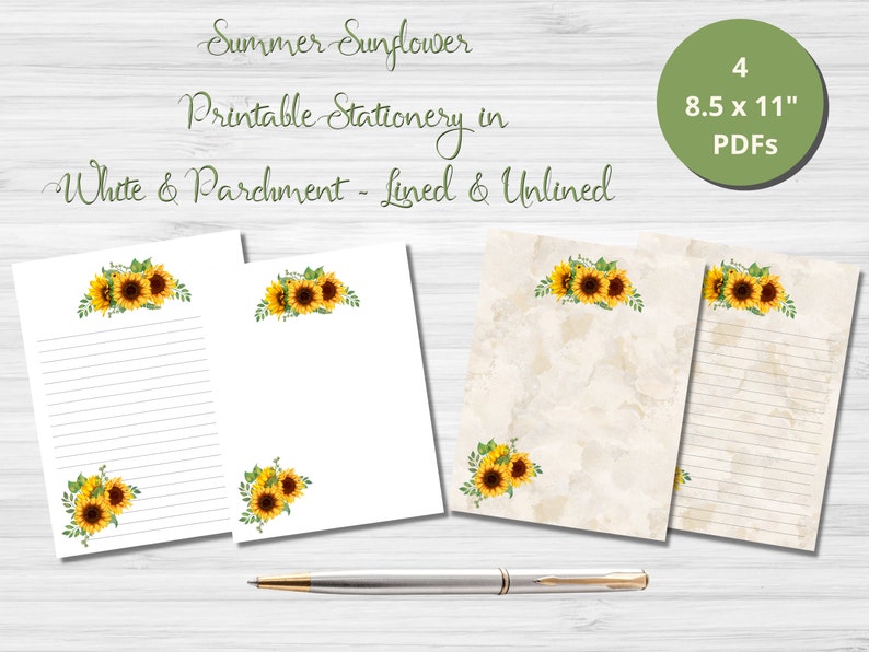 Four Seasons Printable Stationery Collection, INSTANT DOWNLOAD ...