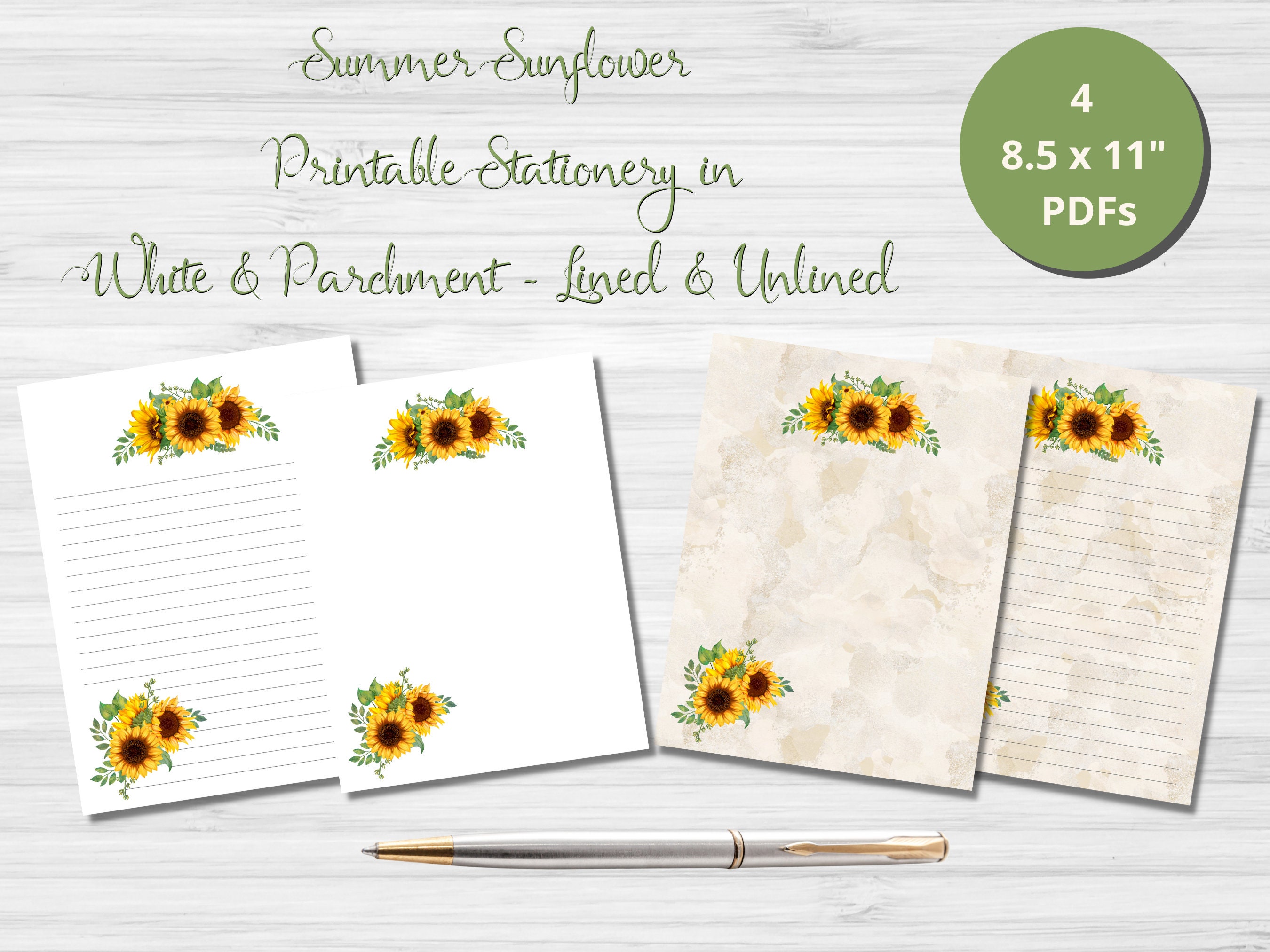 Four Seasons Printable Stationery Collection, INSTANT DOWNLOAD ...