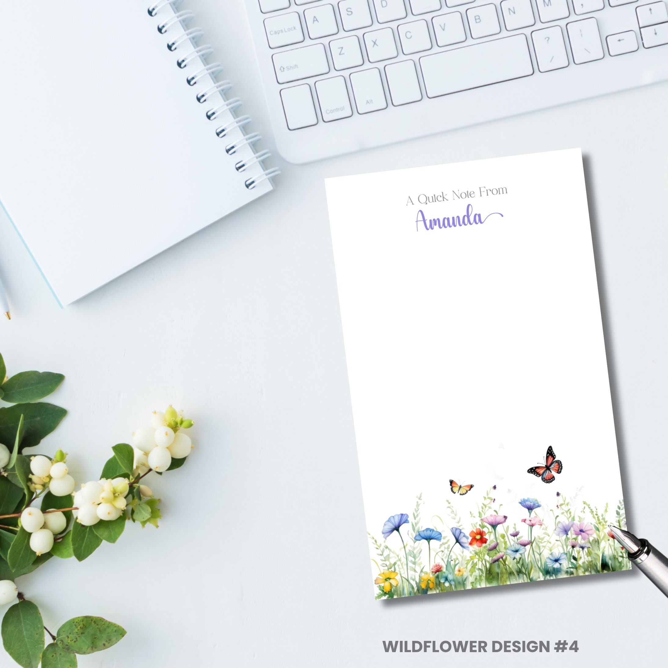 Wildflower Notepad With YOUR Name, Personalized Notepad, Custom Notepad ...
