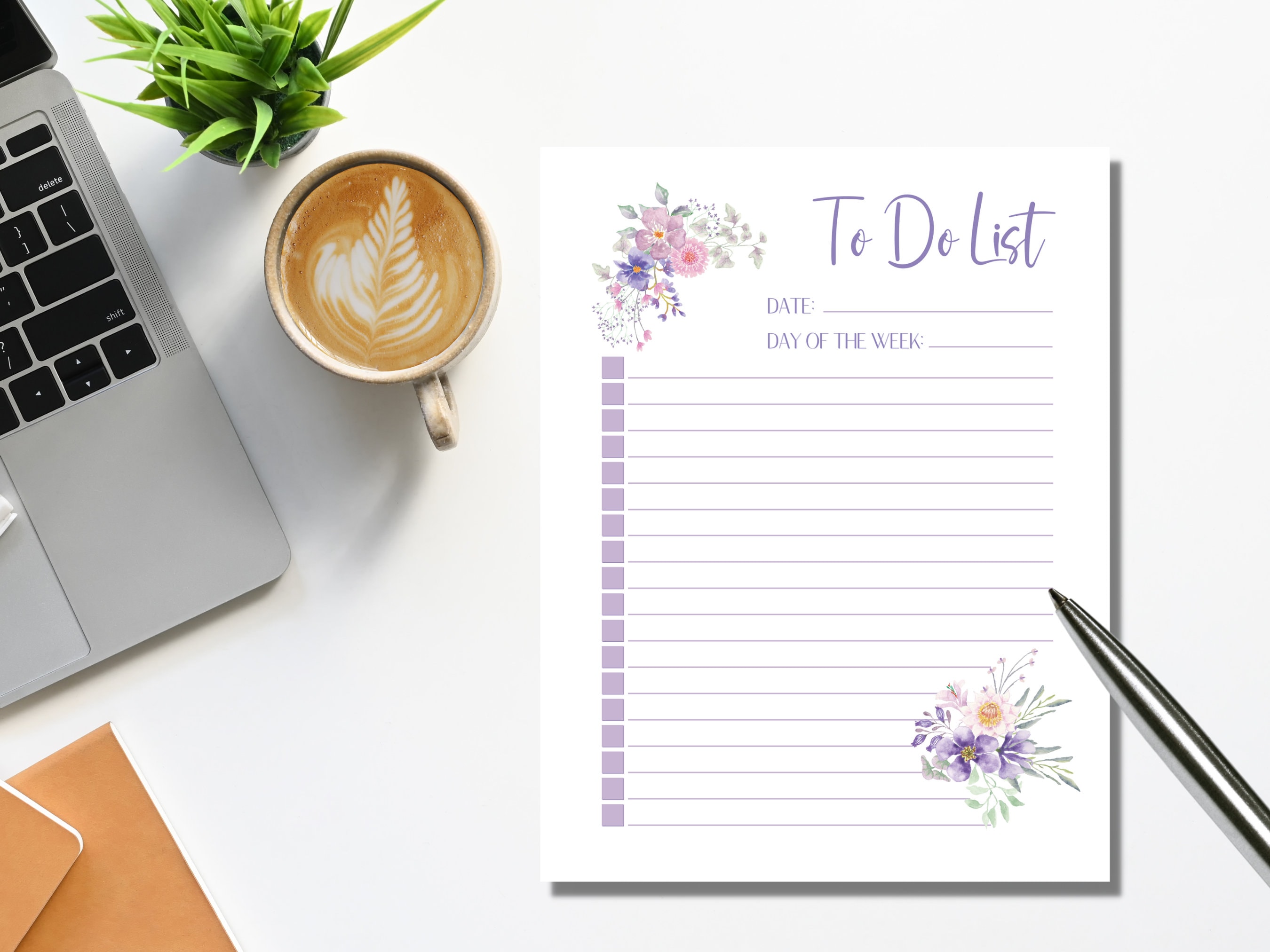 Purple Bouquet To-do List, Instant Download To-do List, To-do List, To ...