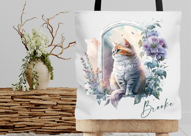Personalized Tote Bag, Cat Lover's Tote Bag, Gift for Her, Custom Cat ...