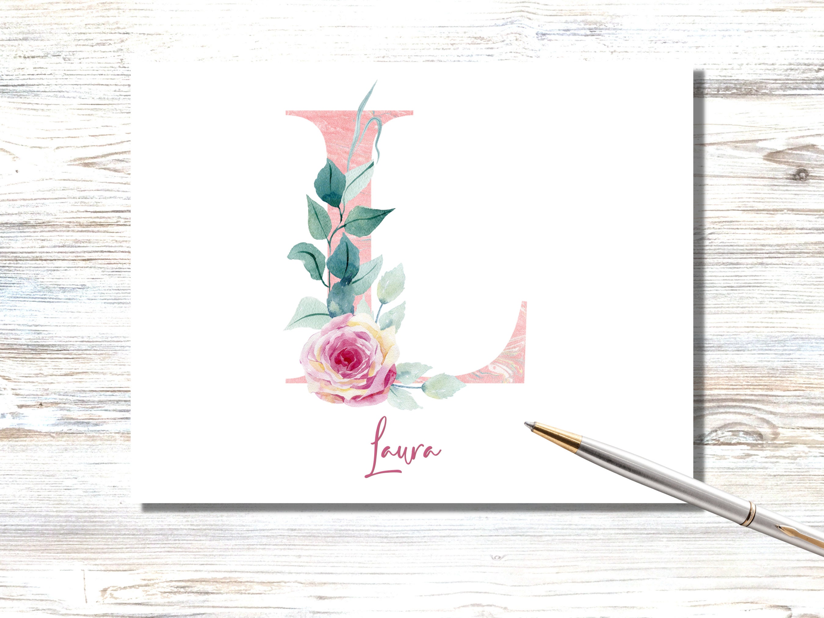 Personalized Note Card Set, Flat Notecards and Envelopes, Boxed ...