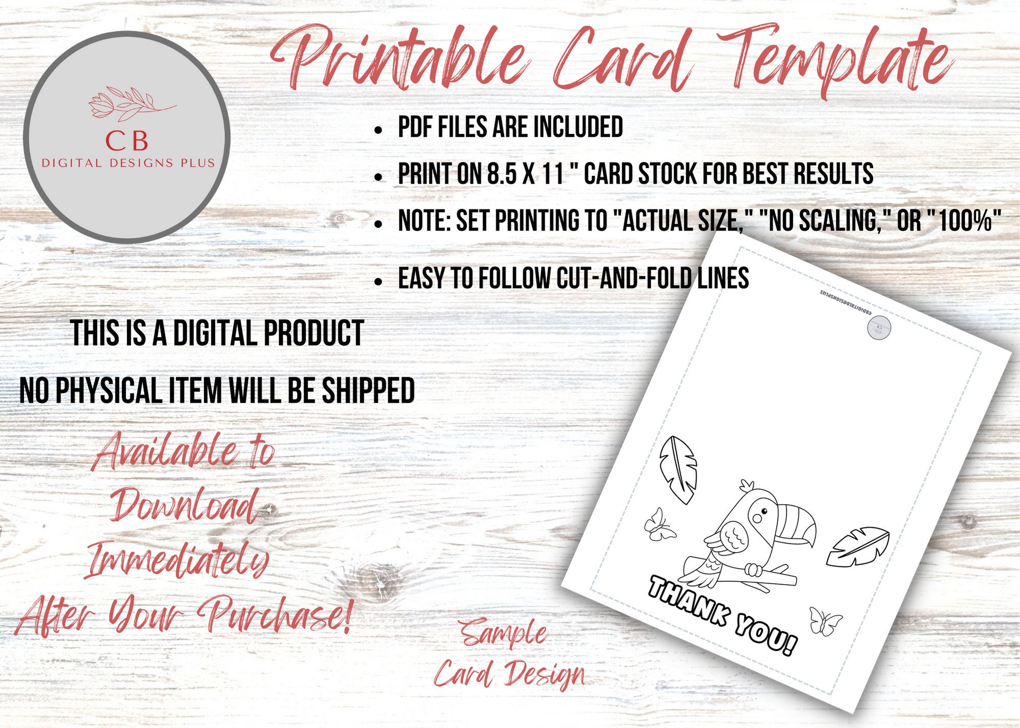 PRINTABLE Thank You Coloring Card, Kid's Thank You Note, Parrot ...