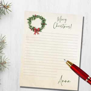 Christmas Printable Stationery, Printable Note Paper, Personal ...