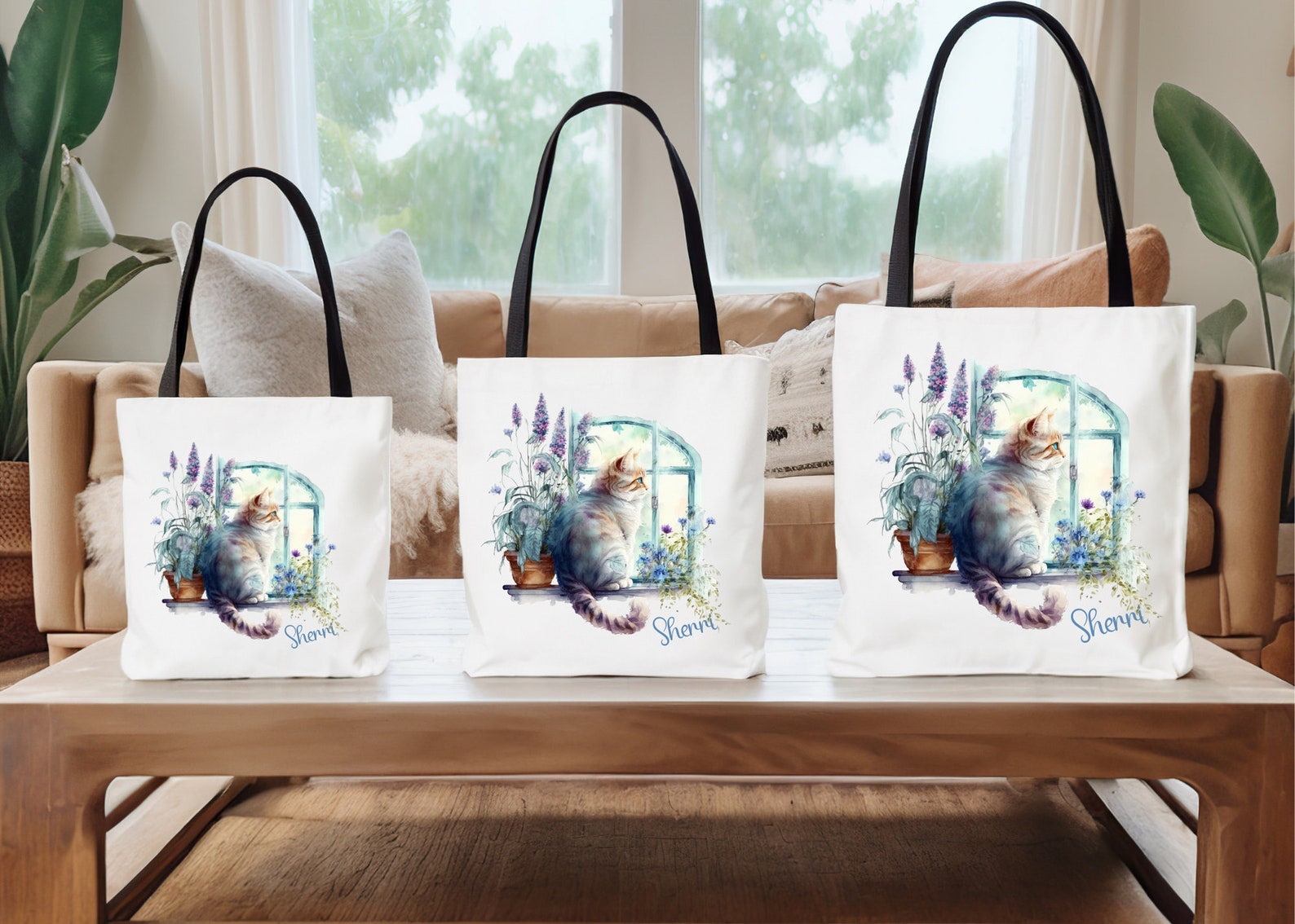 Personalized Tote Bag, Cat Lover's Tote Bag, Gift for Her, Custom Cat ...