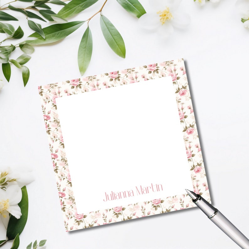 4 X 4 Inch Shabby Chic Floral Border Notepads, 8 Floral Borders ...