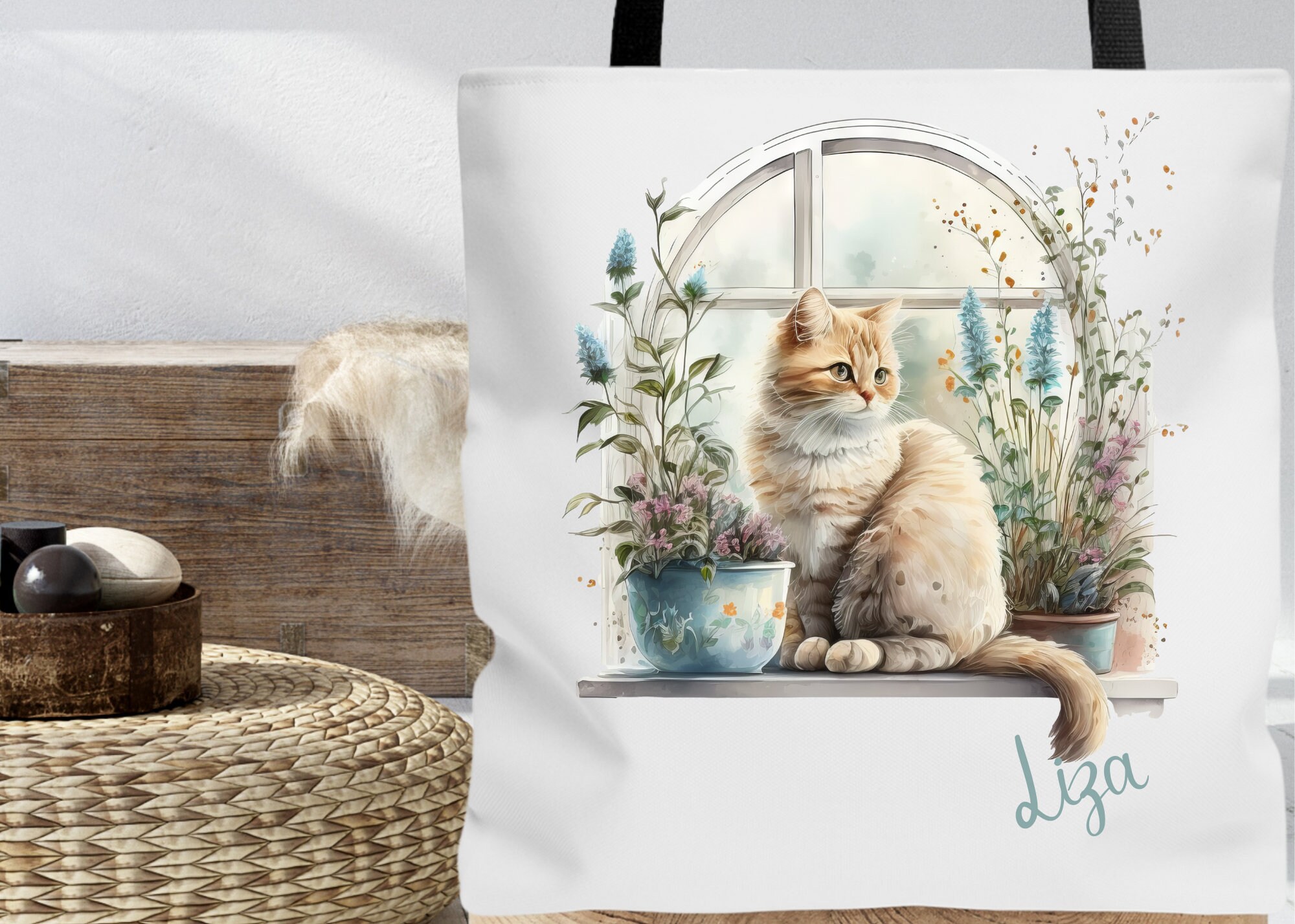 Personalized Tote Bag, Cat Lover's Tote Bag, Gift for Her, Custom Cat ...