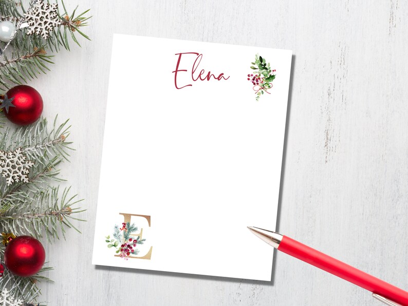 Personalized Printable Holiday Stationery, Printable Note Paper ...