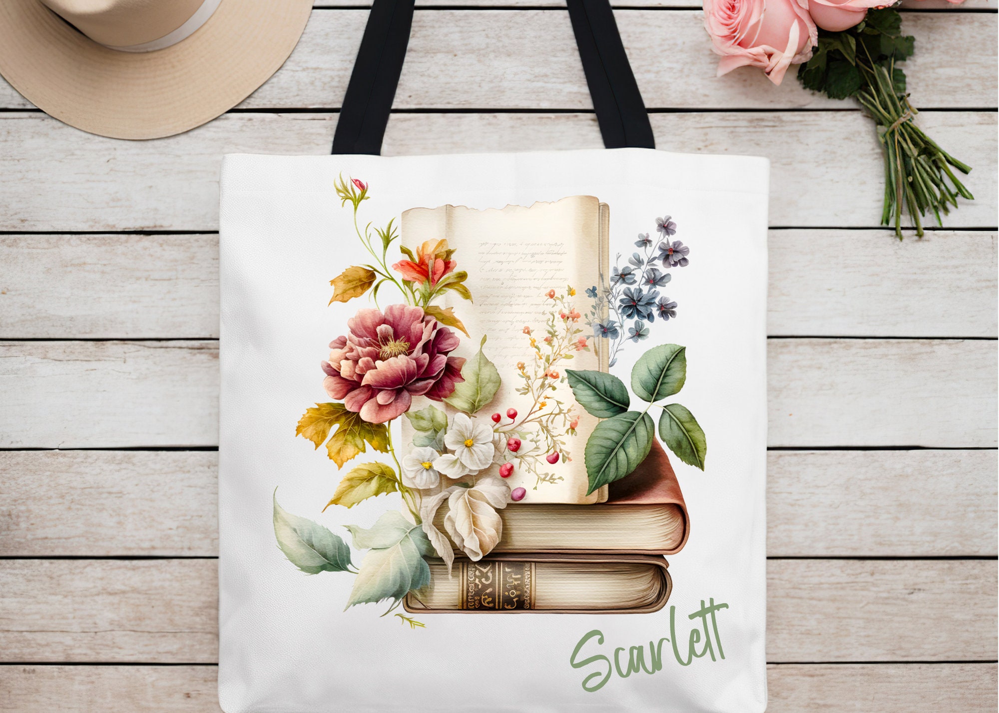 Book Lover Tote Bag, Personalized Tote Bag, Beach Tote , Shopping Tote ...
