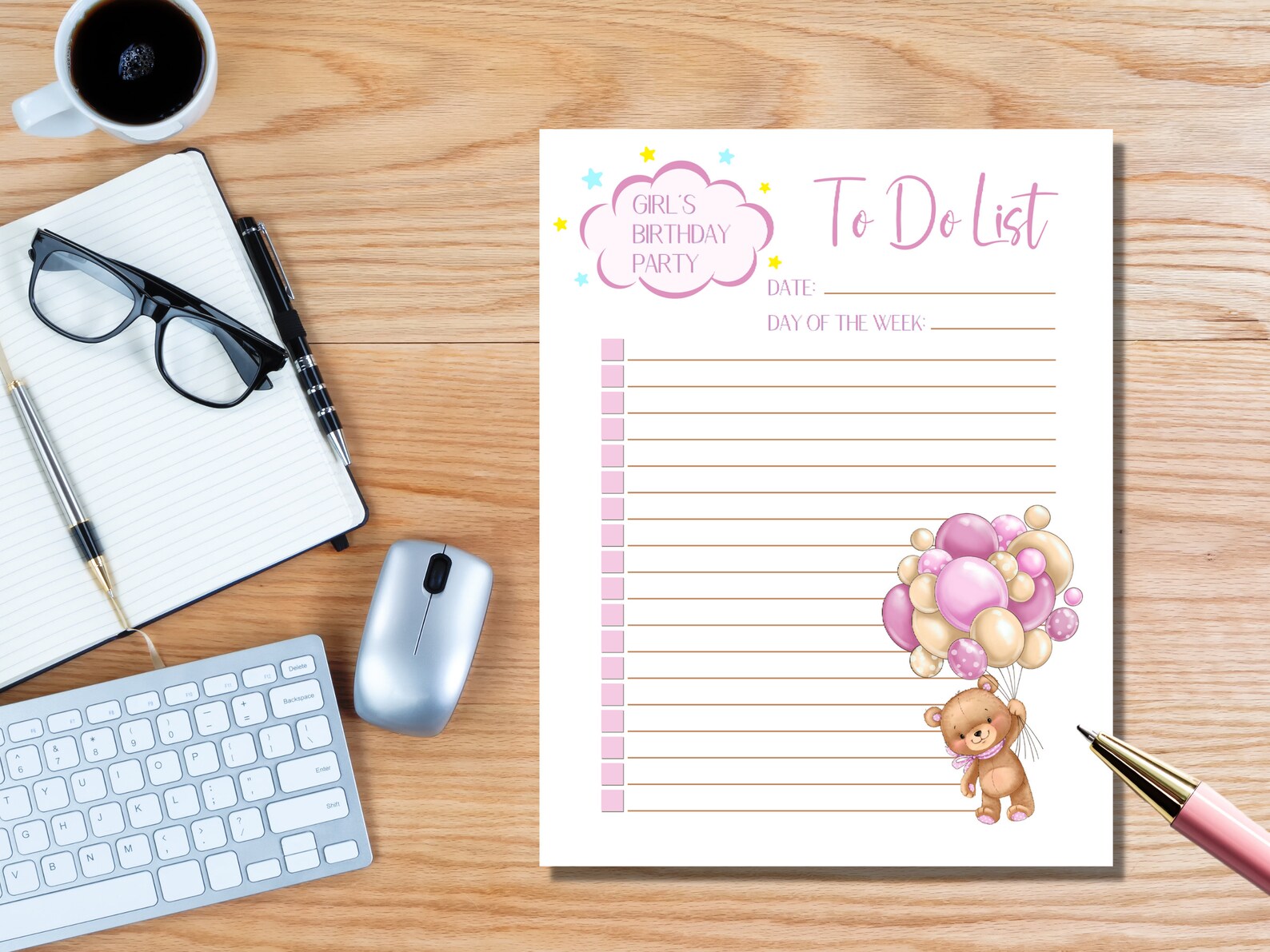 Girl's Birthday Party To-do List, Instant Download To-do List, Party To ...