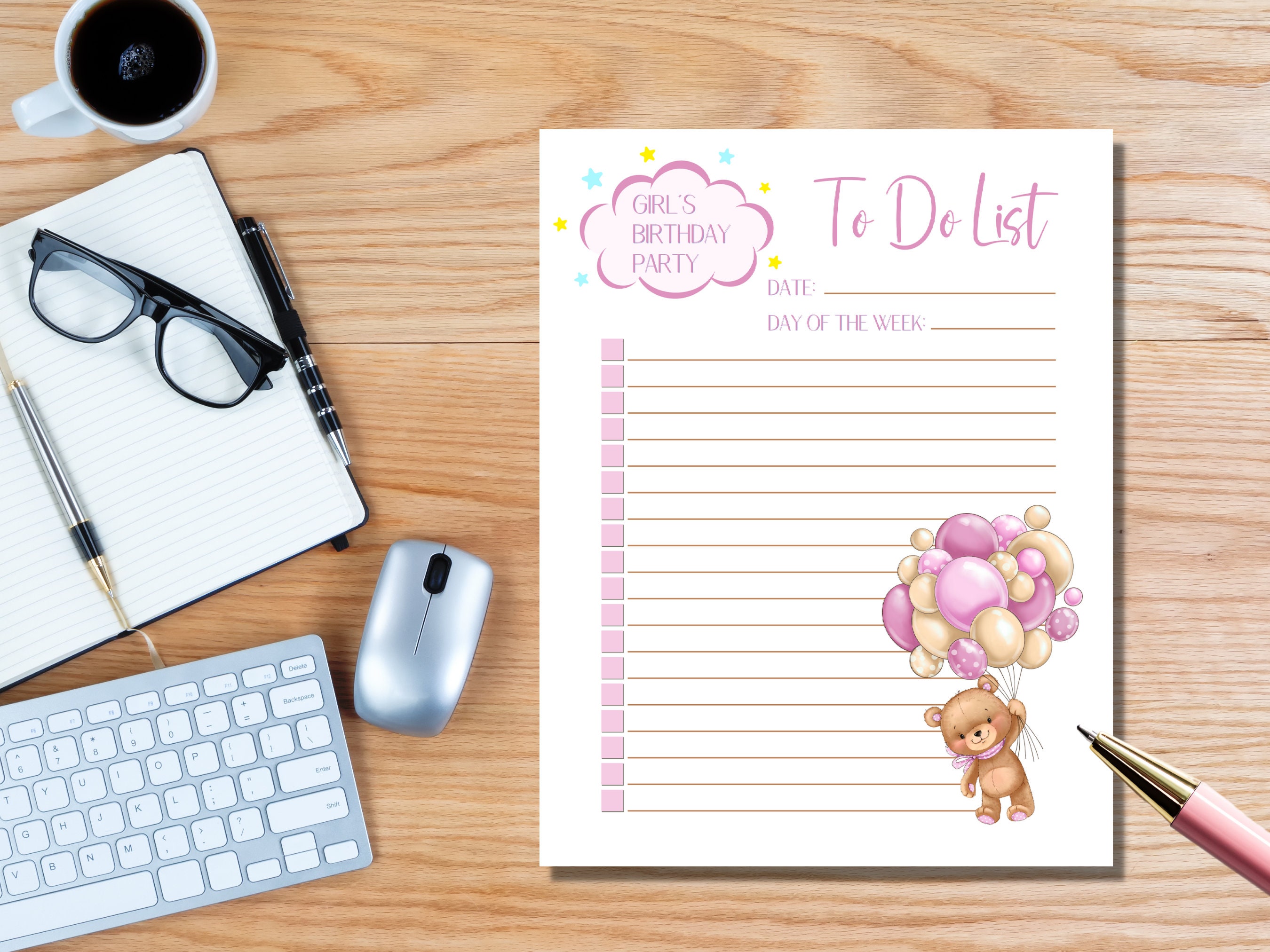 Girl's Birthday Party To-do List, Instant Download To-do List, Party To ...
