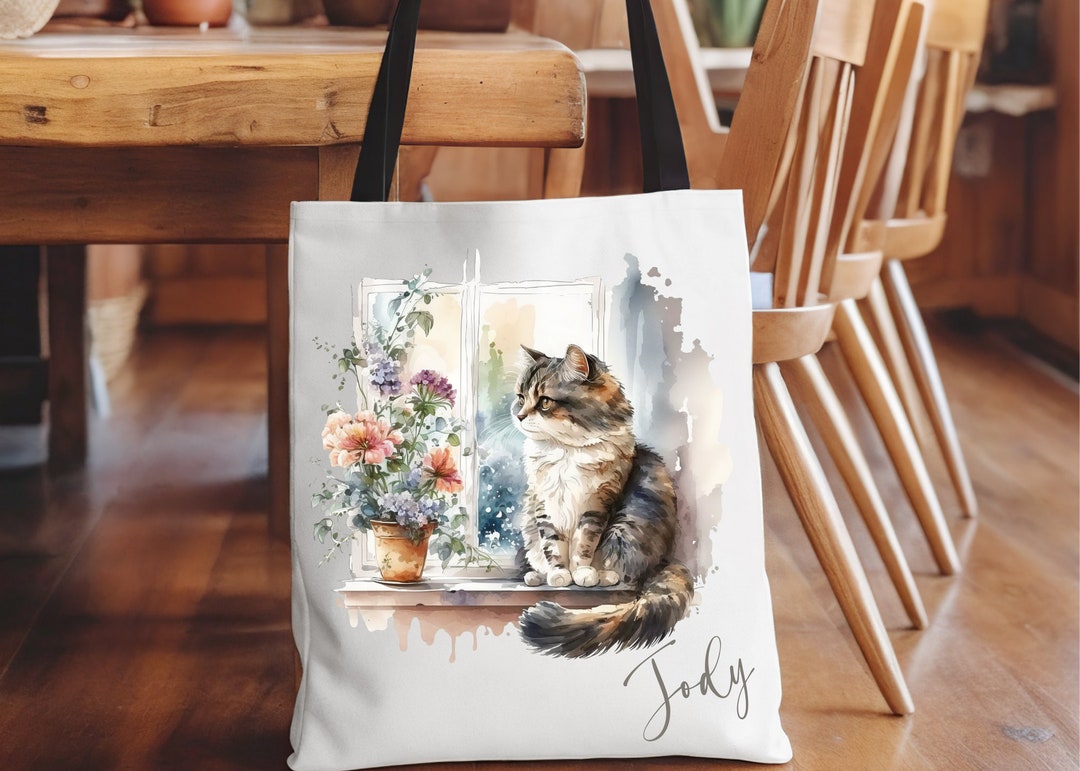 Personalized Tote Bag, Cat Lover's Tote Bag, Gift for Her, Custom Cat ...