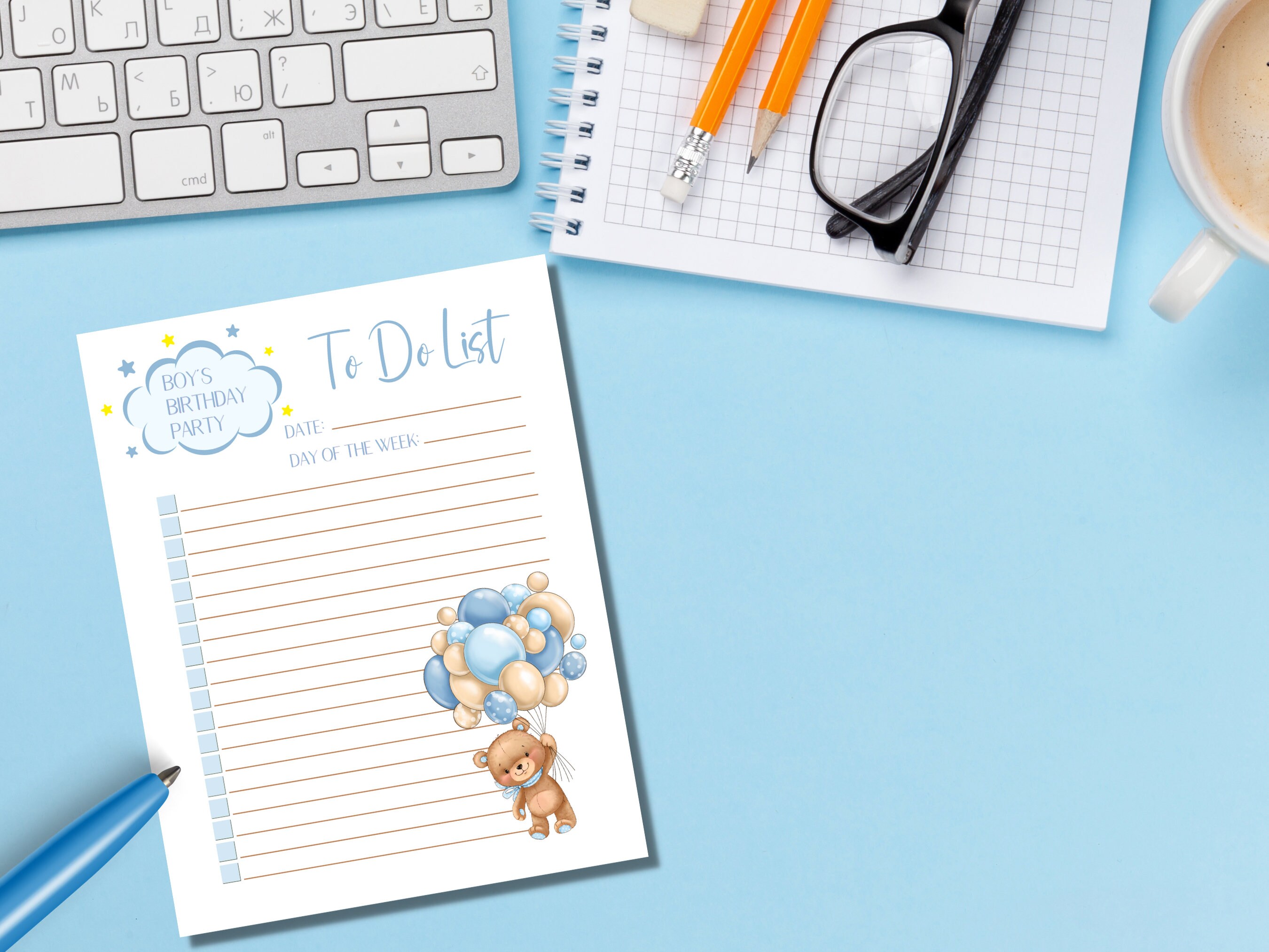 Boy's Birthday Party To-do List, Instant Download To-do List, Party To ...