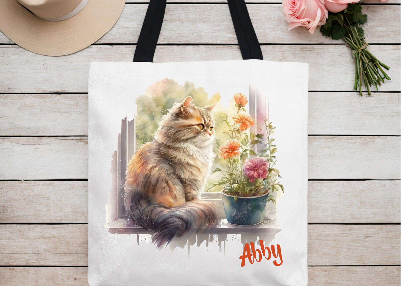 Personalized Tote Bag, Cat Lover's Tote Bag, Gift for Her, Custom Cat ...