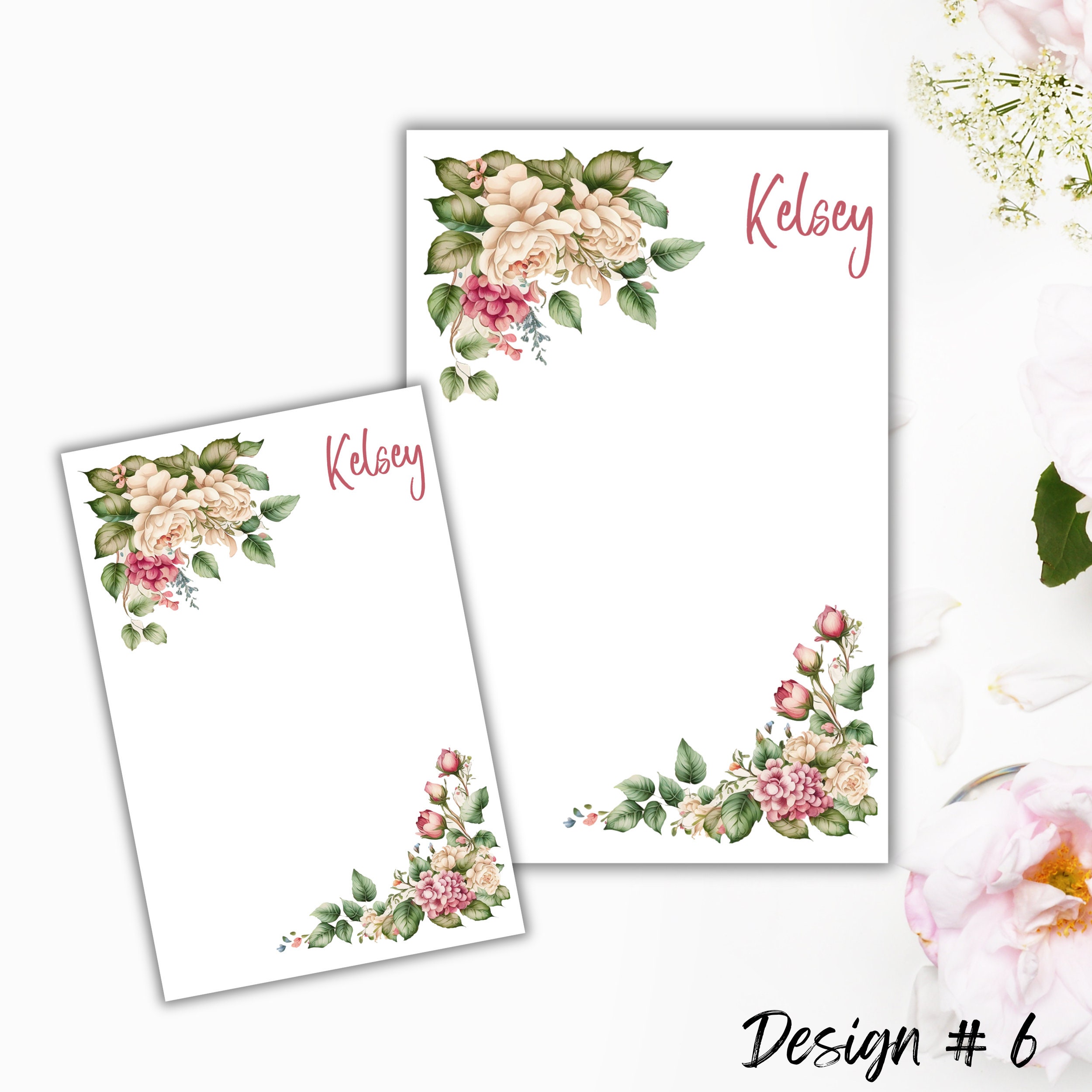 Floral Notepad With YOUR Name, Personalized Notepad, Custom Notepad ...
