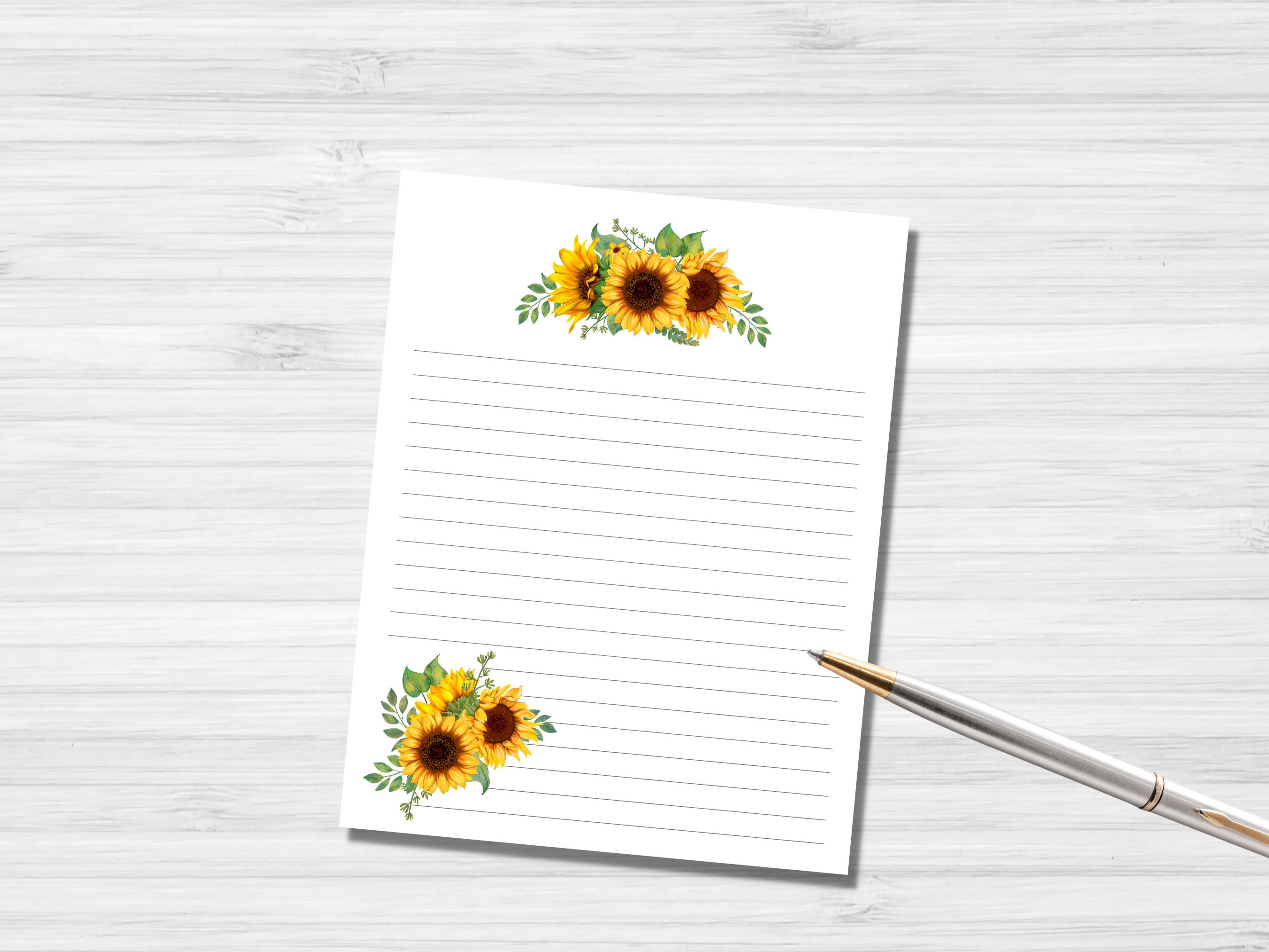 Printable Stationery, Sunflower Stationery, Sunflower Note Paper ...