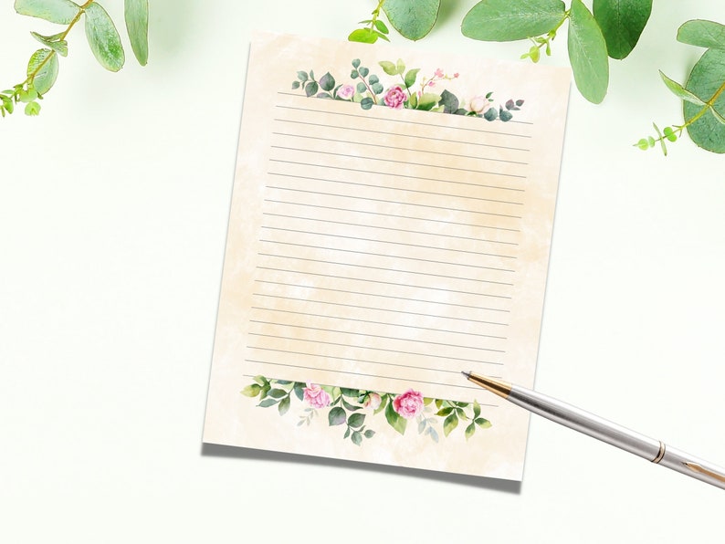 Eucalyptus & Roses Digital Stationery, Eucalyptus and Roses Digital ...