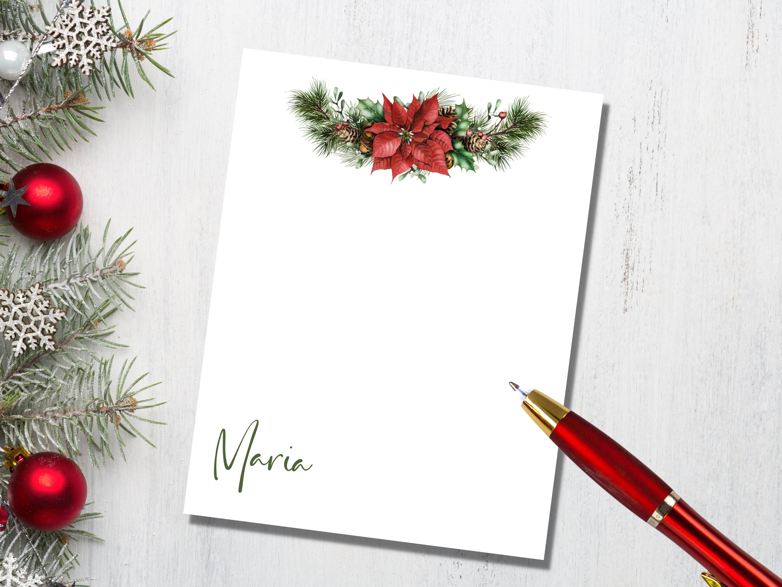 PERSONALIZED Holiday Digital Stationery, Christmas Printable Stationery ...
