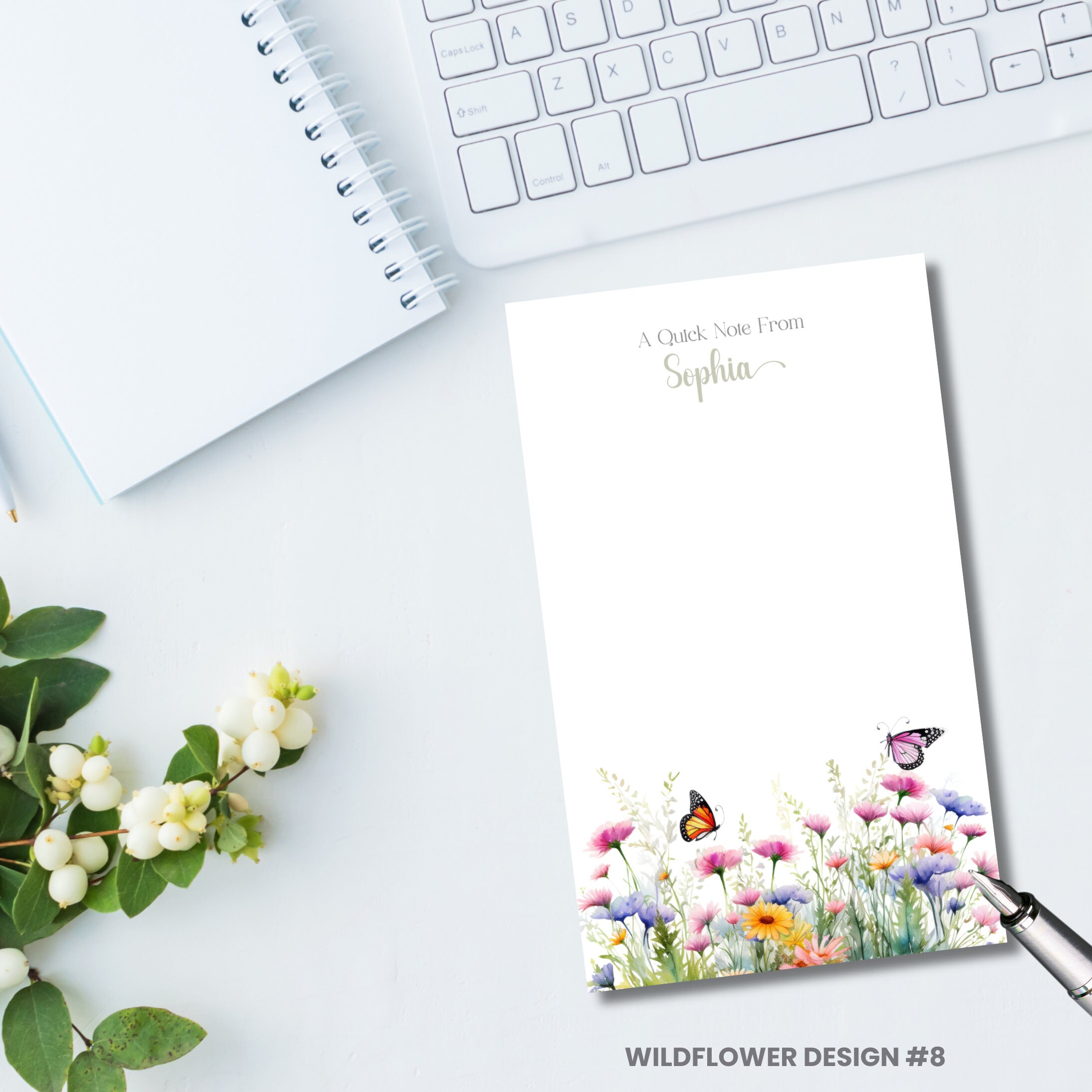 Wildflower Notepad With YOUR Name, Personalized Notepad, Custom Notepad ...