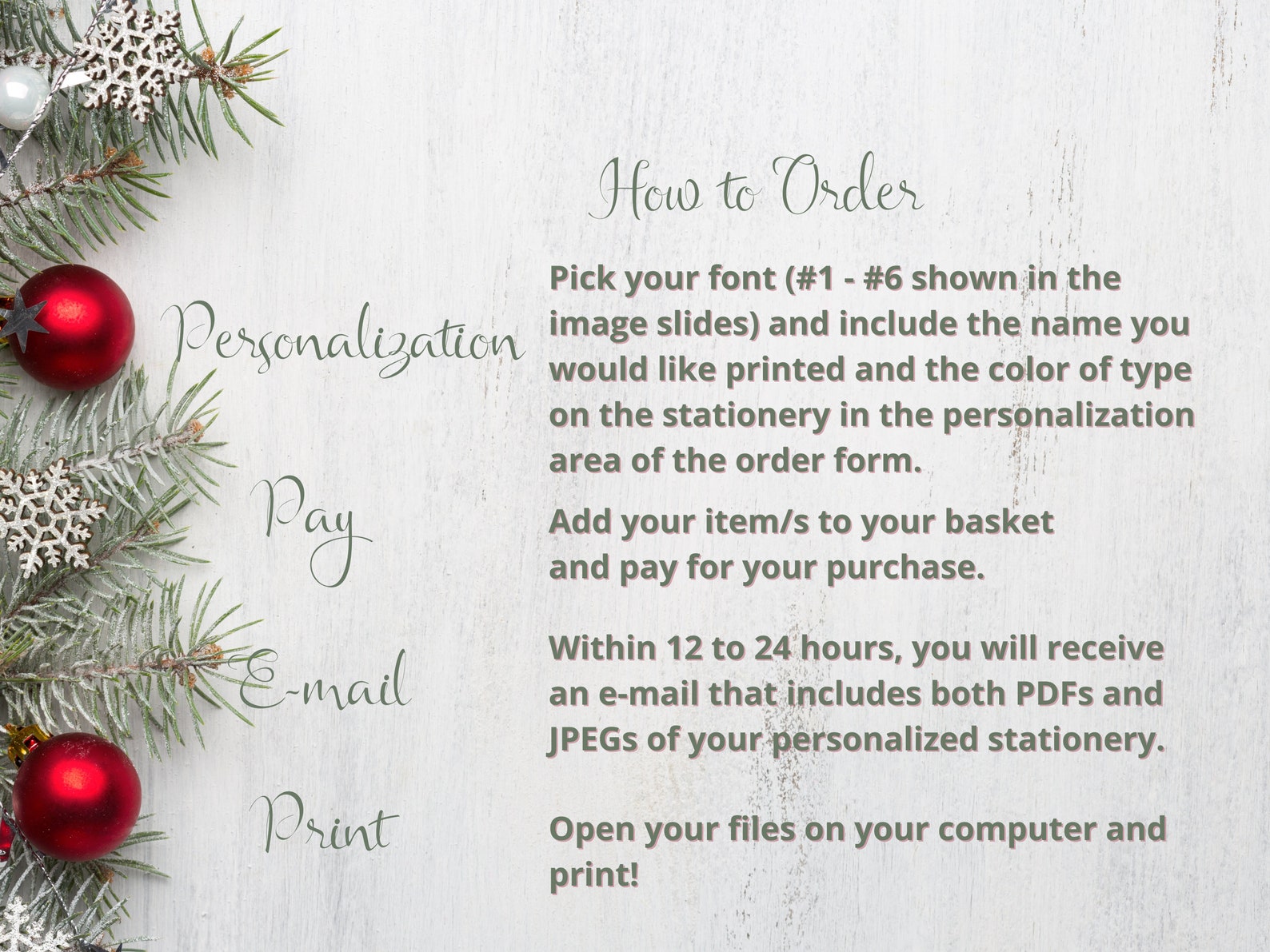 PERSONALIZED Christmas Printable Stationery, Printable Note Paper ...