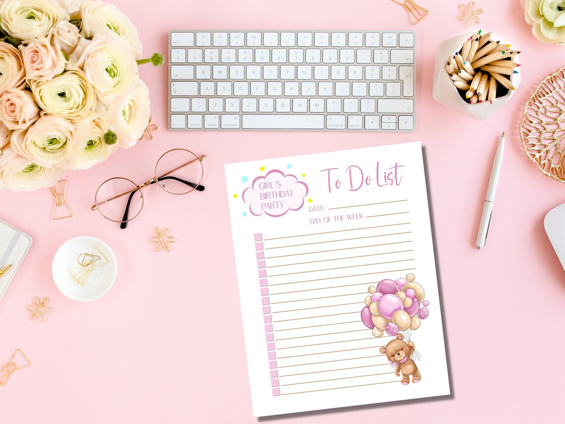 Girl's Birthday Party To-do List, Instant Download To-do List, Party To ...
