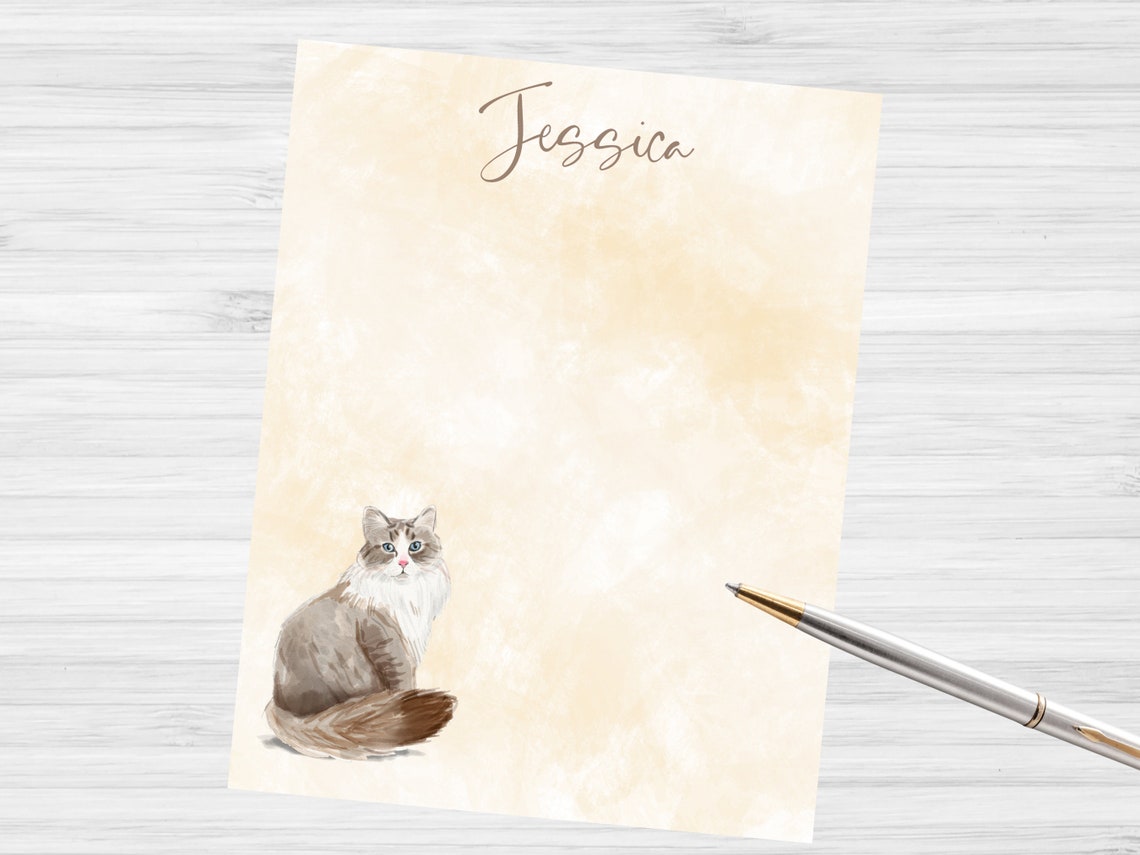 CAT Personalized Printable Stationery, Printable Note Paper, Printable ...